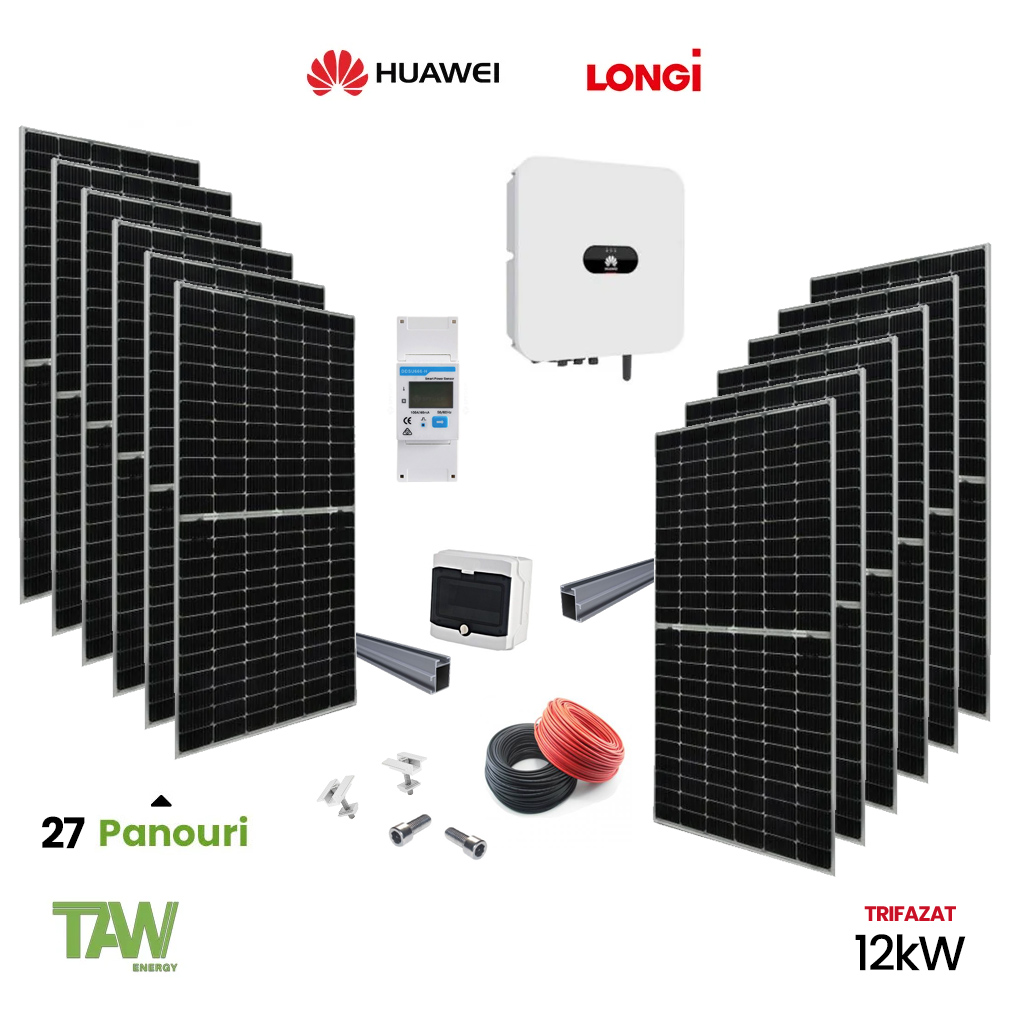 Sistem Solar Fotovoltaic 12kW, Trifazat, Panouri Longi Solar, Inverter ...